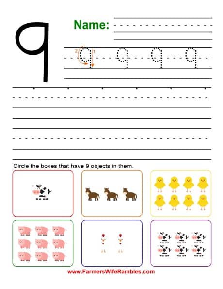 0-9 Number Practice Printables - Farmer's Wife Rambles