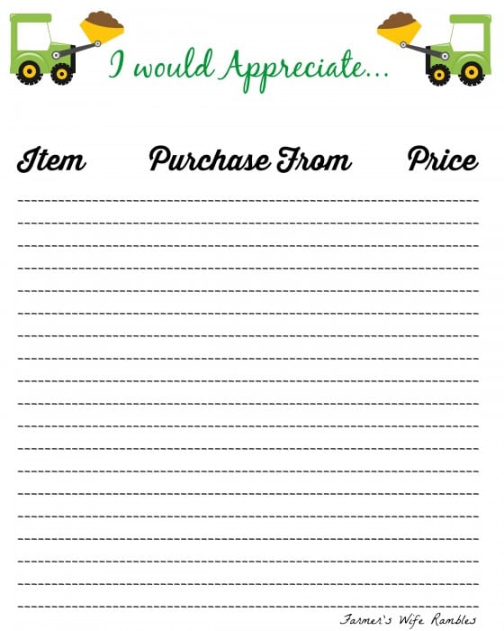 Free Wish List Printables ~ 5 Designs To Pick From - Farmer's Wife Rambles