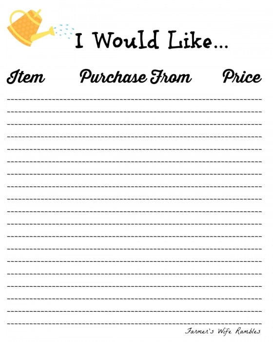 Free Wish List Printables ~ 5 Designs To Pick From - Farmer's Wife Rambles