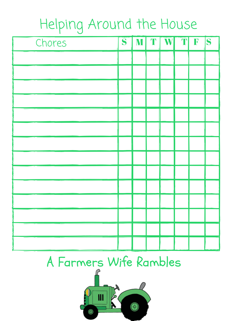 printable chore chart - Farmer's Wife Rambles
