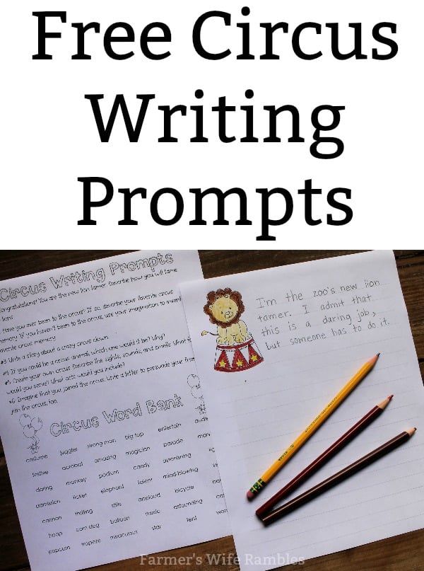Circus Writing Prompts and Notebooking Pages - Farmer's Wife Rambles