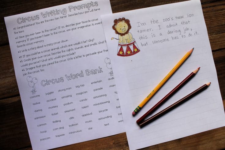 Circus Writing Prompts and Notebooking Pages - Farmer's Wife Rambles