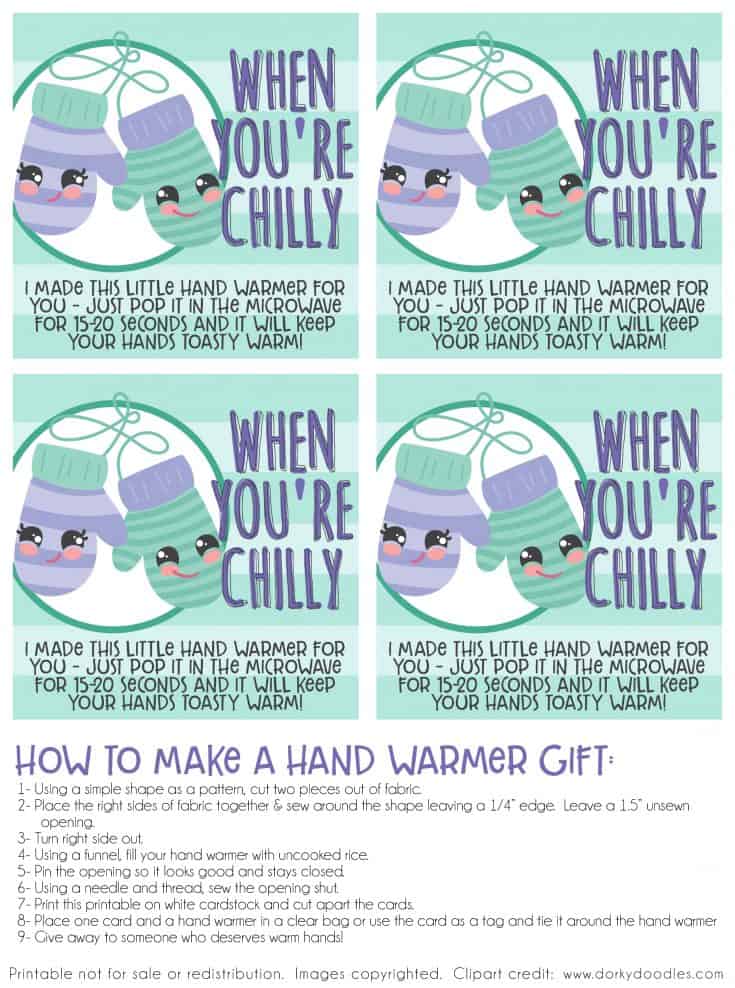 Easy Homemade Hand Warmer + Printable Tag - Farmer's Wife Rambles