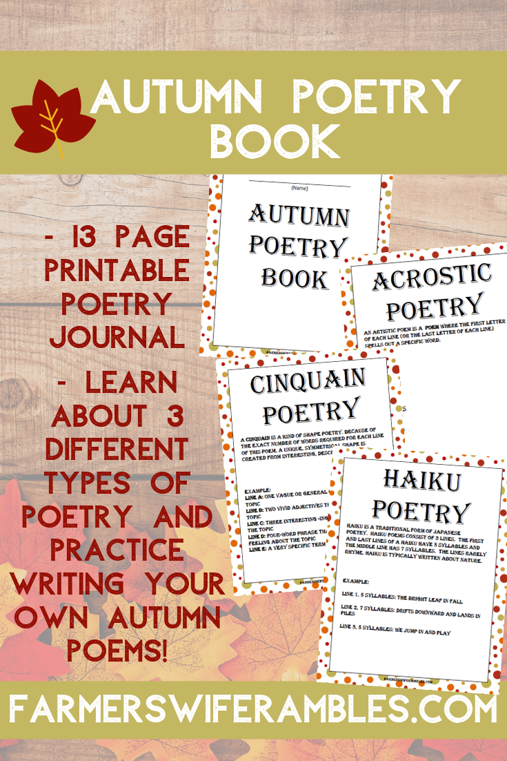 Printable Autumn Poetry Book For Young Kids - Farmer's Wife Rambles