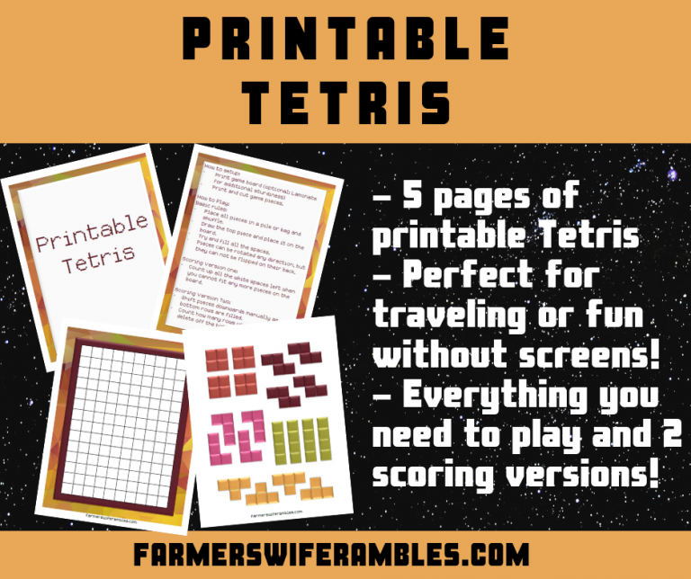 Printable Tetris Game - Farmer's Wife Rambles