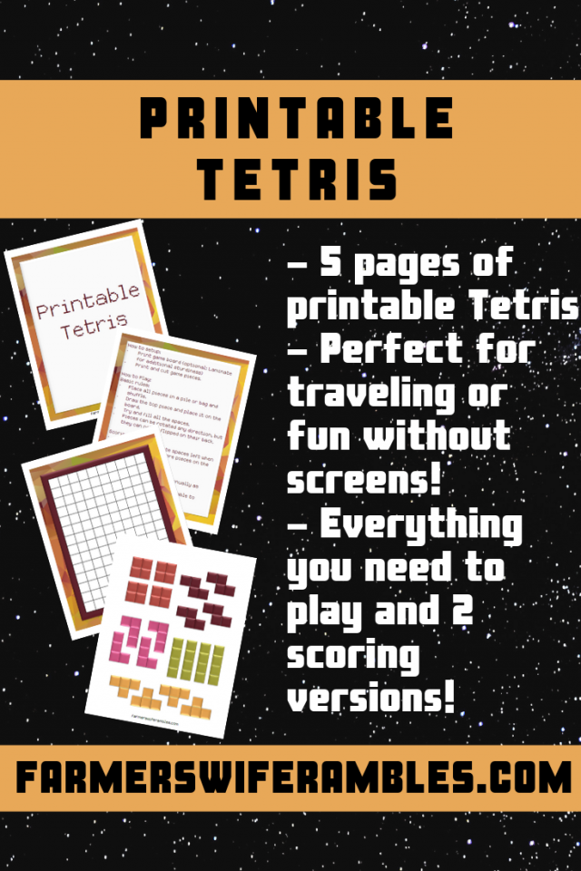 Printable Tetris Game - Farmer's Wife Rambles